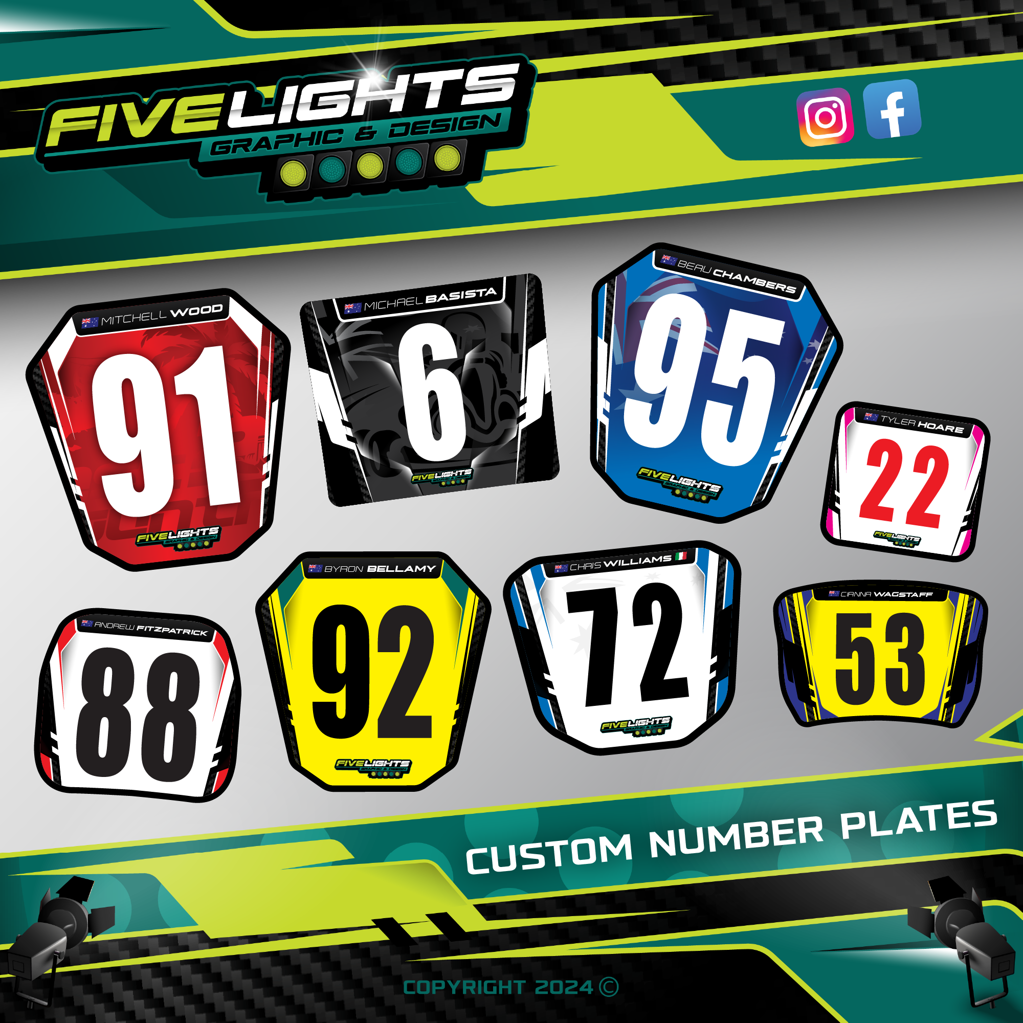 Custom Number Plates – Five Lights Graphics