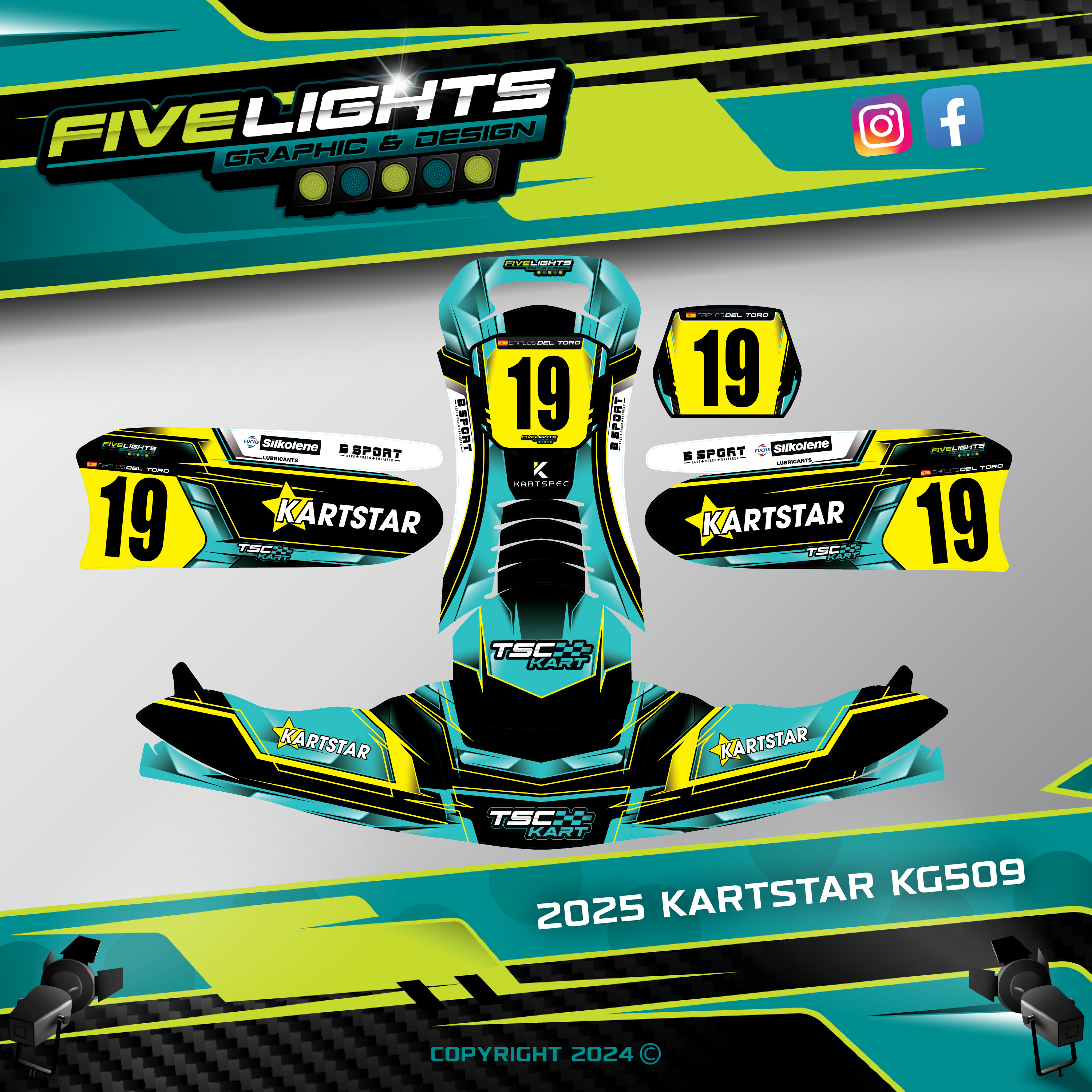 TSC KART - KG509 CARLOS DEL TORO (REPRINT) – Five Lights Graphics