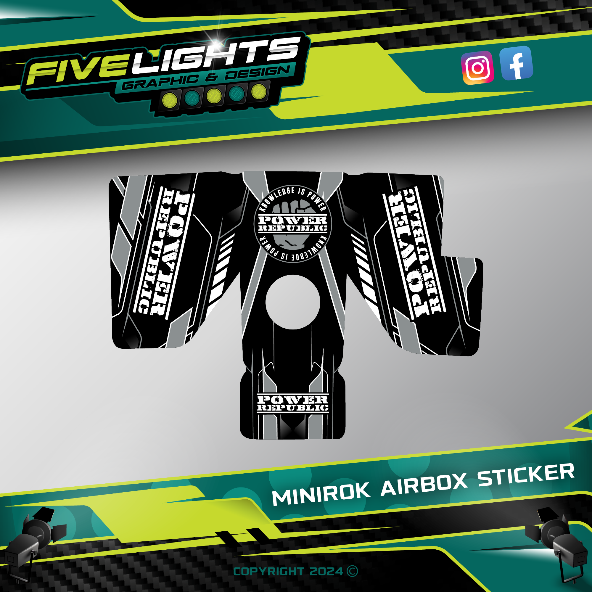 POWER REPUBLIC MiniRok Airbox Sticker – Five Lights Graphics