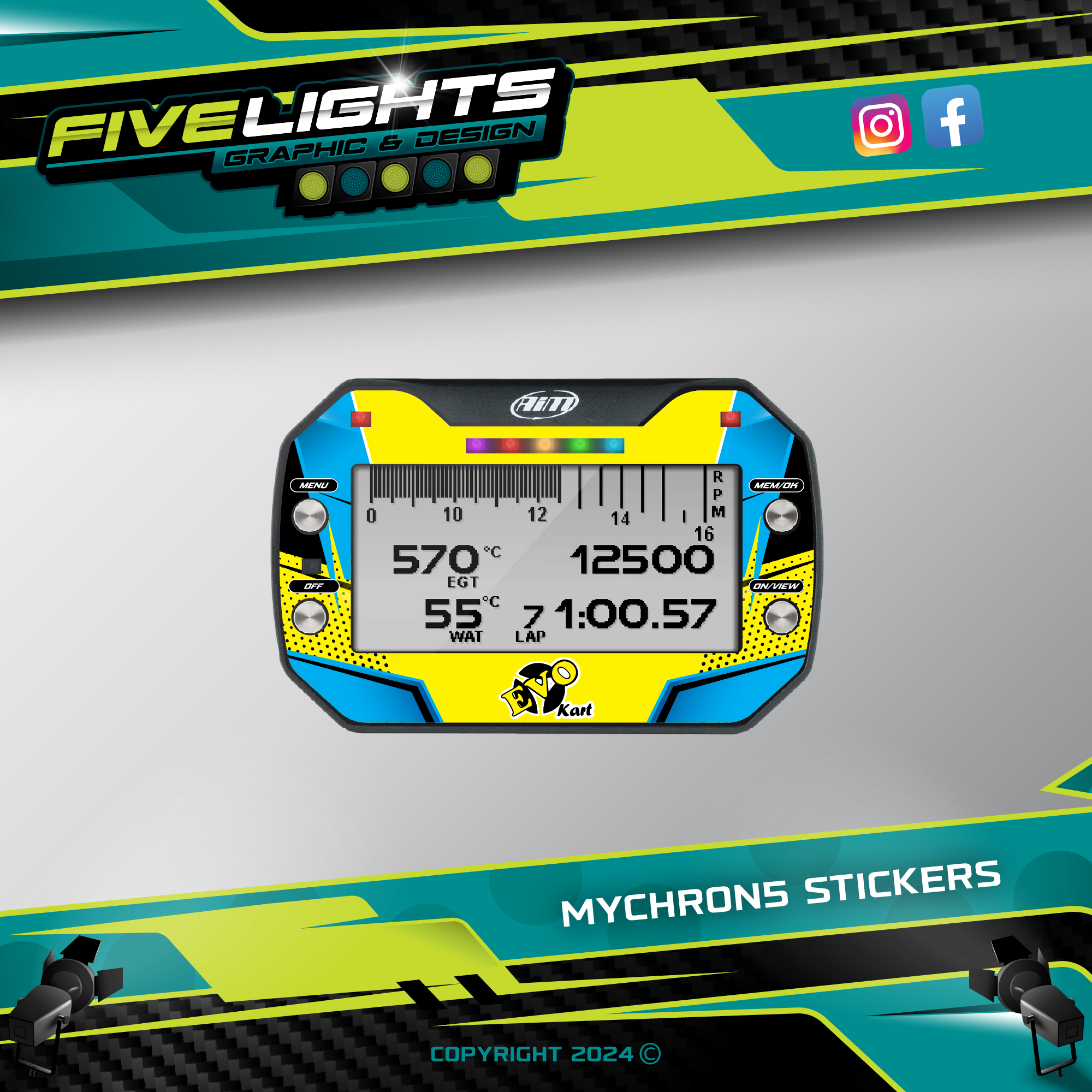 EVO KART MyChron5 Sticker – Five Lights Graphics